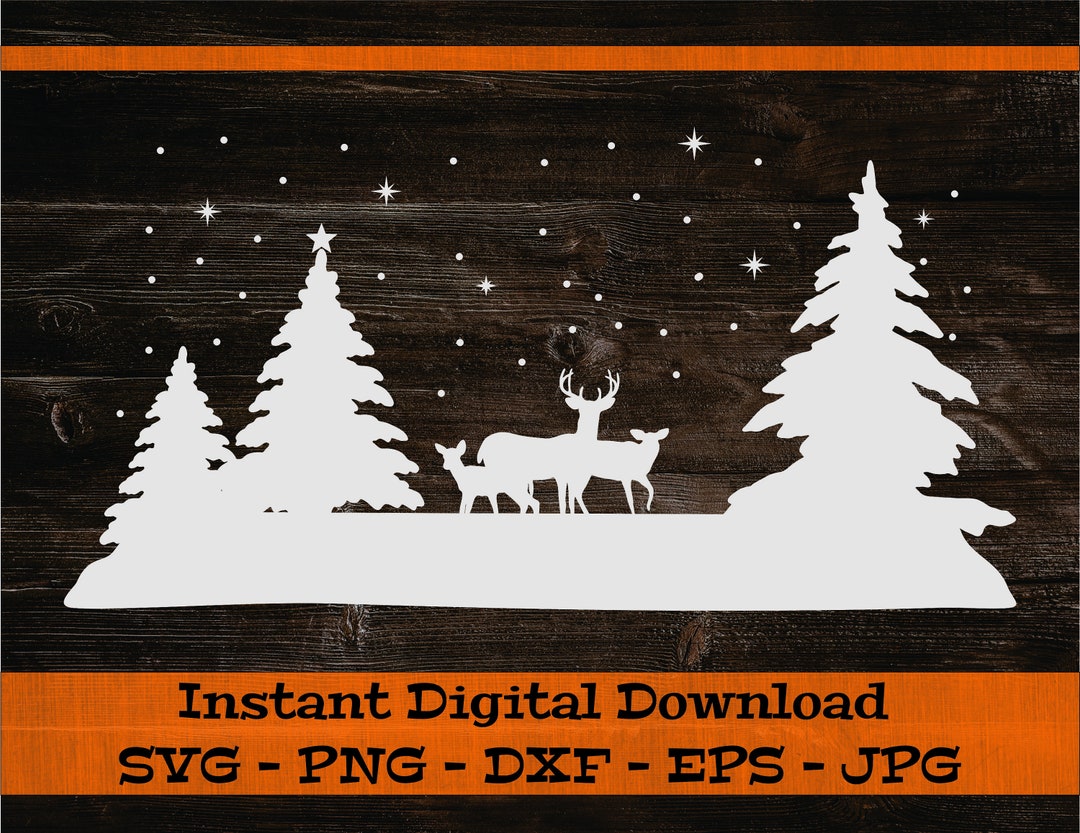 Winter Scene SVG - Digital Download - Deer Family Svg, Christmas Scene ...