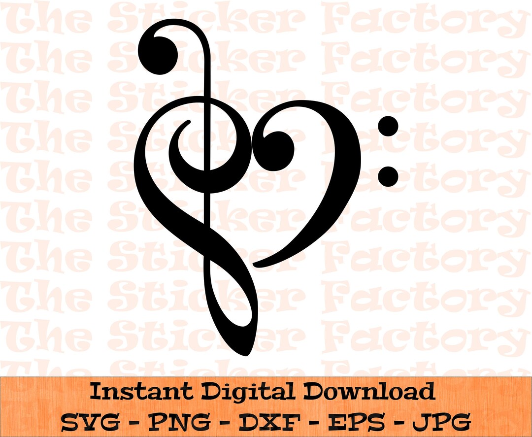 Music Note Heart Svg Digital Download SVG, DFX, PNG, Eps, Jpg Included ...