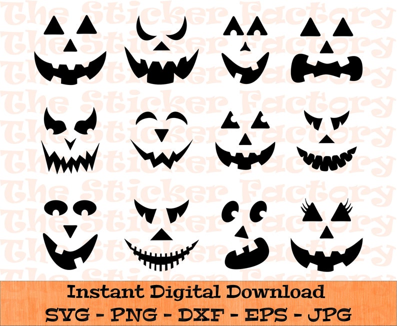 Pumpkin Face SVG Bundle Digital Download Cutting Files for - Etsy