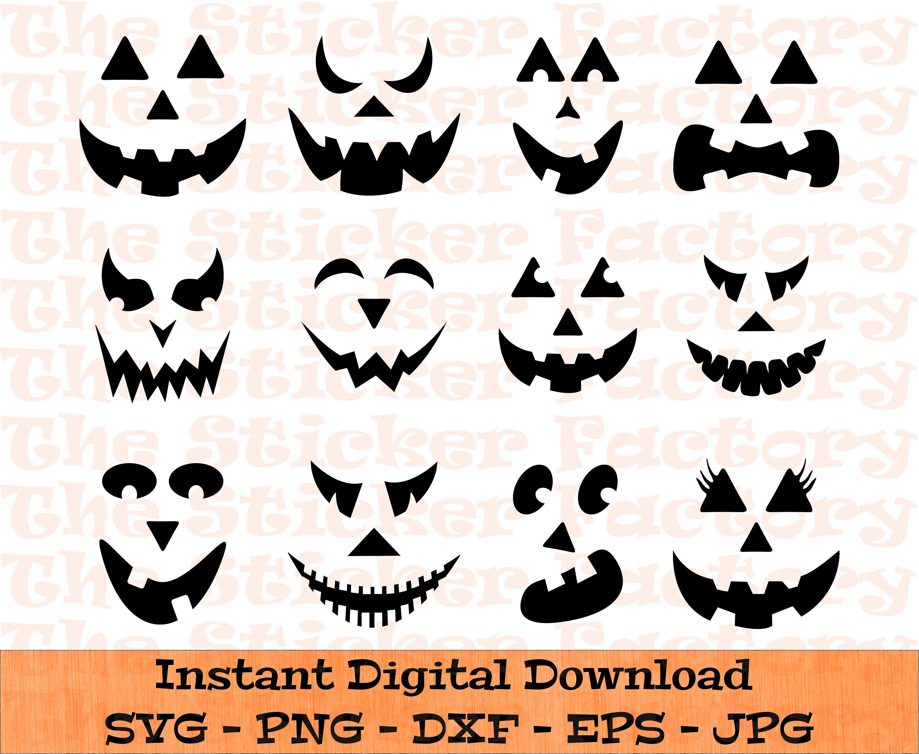 Pumpkin Face SVG Bundle Digital Download Cutting Files for - Etsy