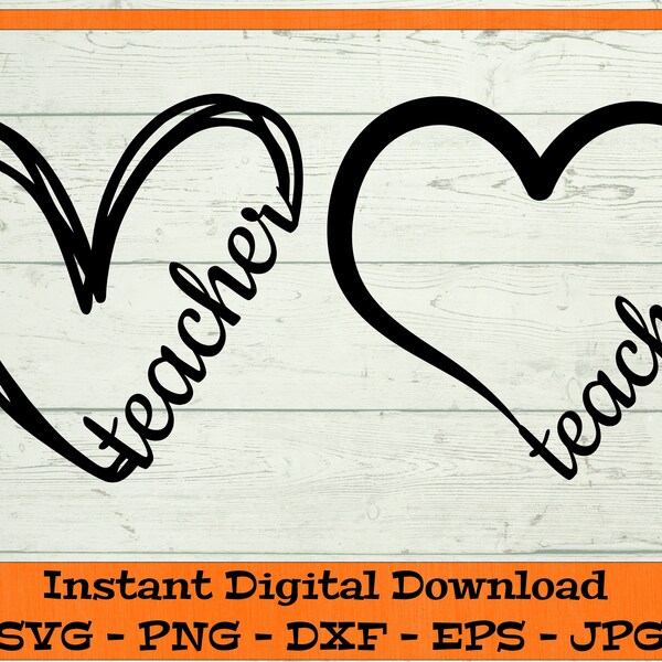 Teacher Heart - Etsy