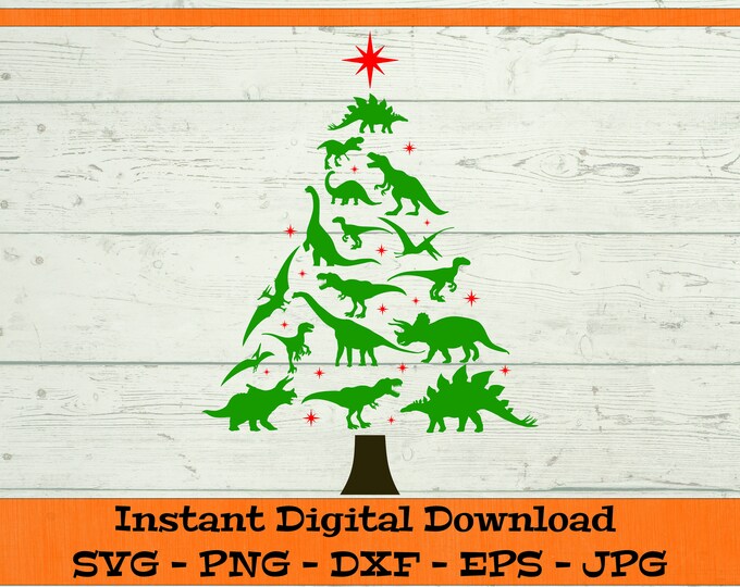 Tree Rex SVG PNG: Dinosaur Christmas Tree Cut Files Cricut (digital ...