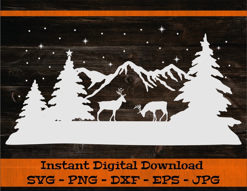 Winter Scene SVG Digital Download Reindeer Family Svg - Etsy