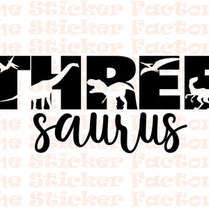 Three Saurus SVG Dinosaur Birthday - Digital Download - Third Birthday ...