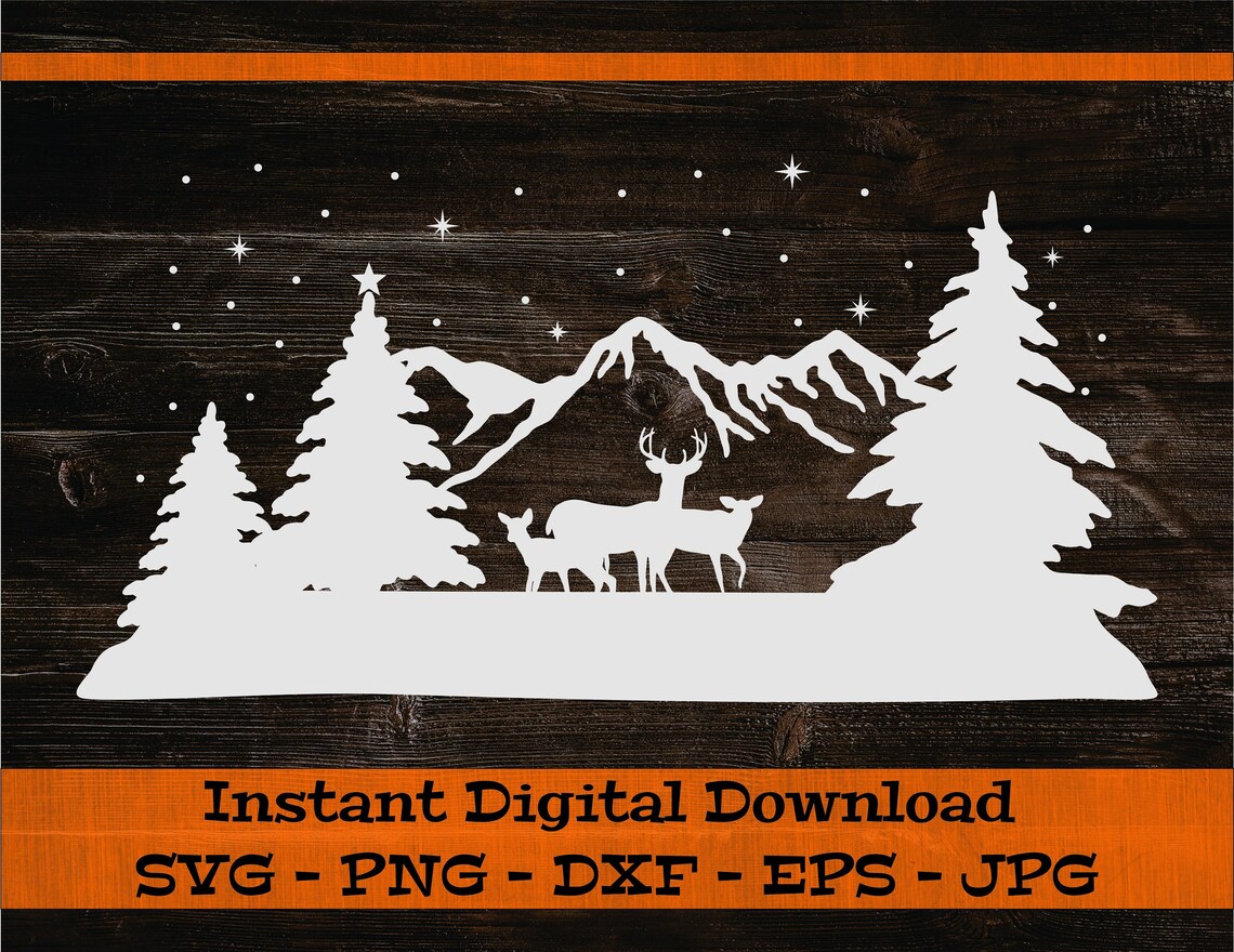 Winter Scene SVG Digital Download Deer Family Svg - Etsy