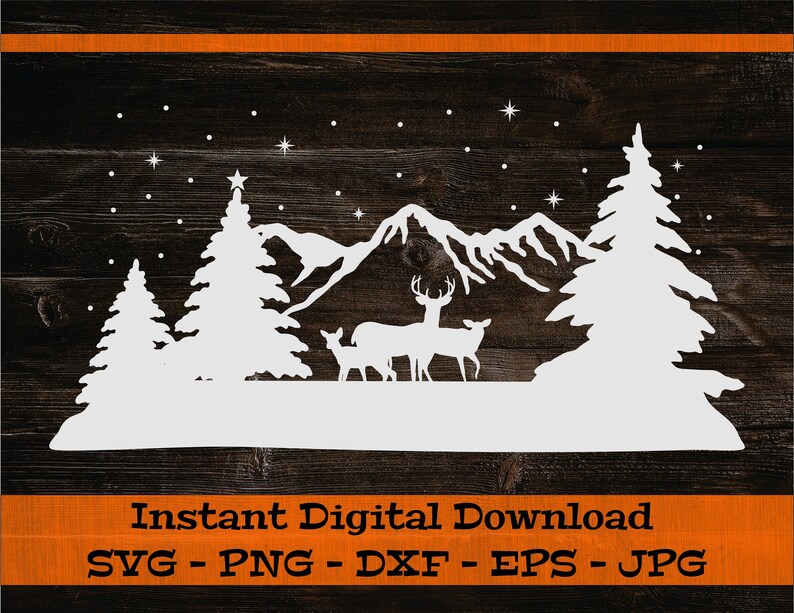 Winter Scene SVG Digital Download Deer Family Svg - Etsy
