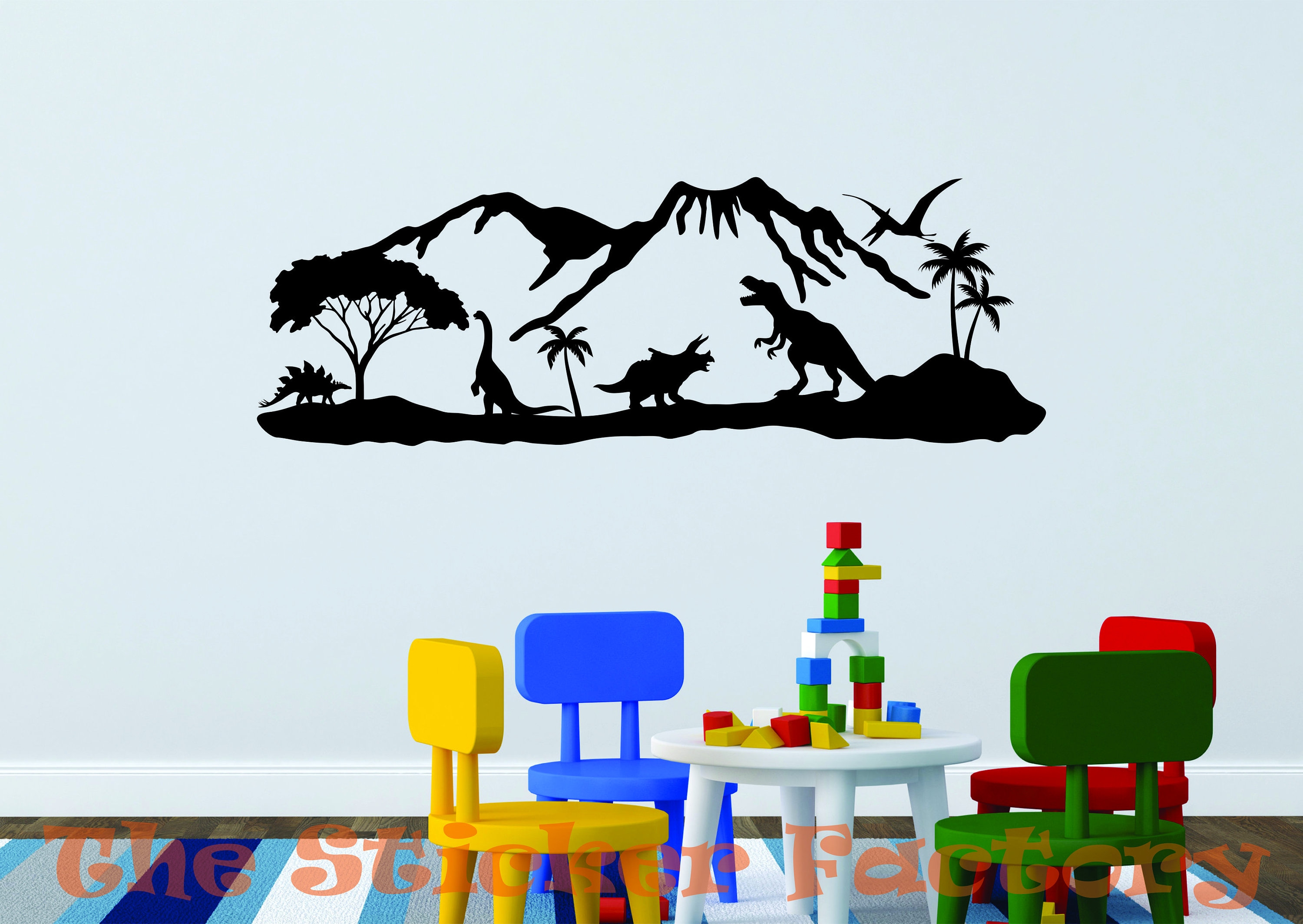 Dinosaur Scene SVG With Mountains Volcano Digital Download - Etsy