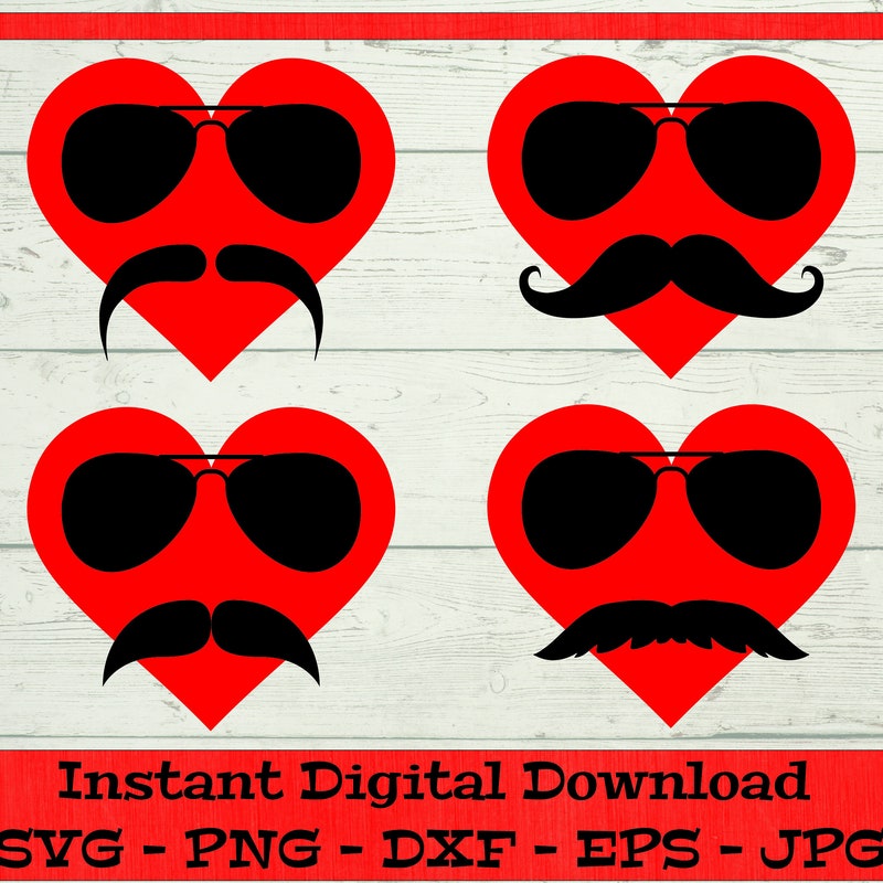 Mustache Heart - Etsy
