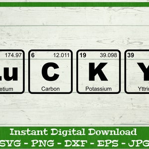 Lucky Periodic Table SVG, St Patricks Day PNG - Digital Download - St ...