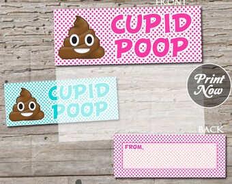 Poop Emoji Valentine's day card for kids Printable | Etsy