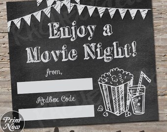 Printable Christmas Redbox Code Gift Tag Teacher Movie Night | Etsy
