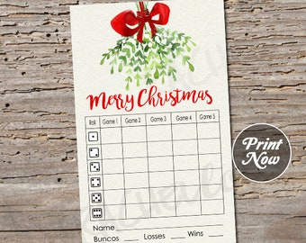 Christmas Bunco Score Card Score Sheet Fun Santa Bunko - Etsy