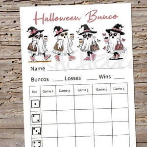 Halloween Score Card, Cute Ghost, Leopard, Pink, Boos, Score Sheet ...