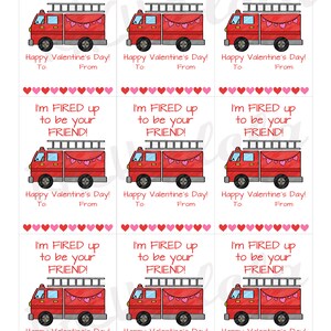 Fire Truck Valentine's Day Card for Kids, Printable Template, Fireman ...