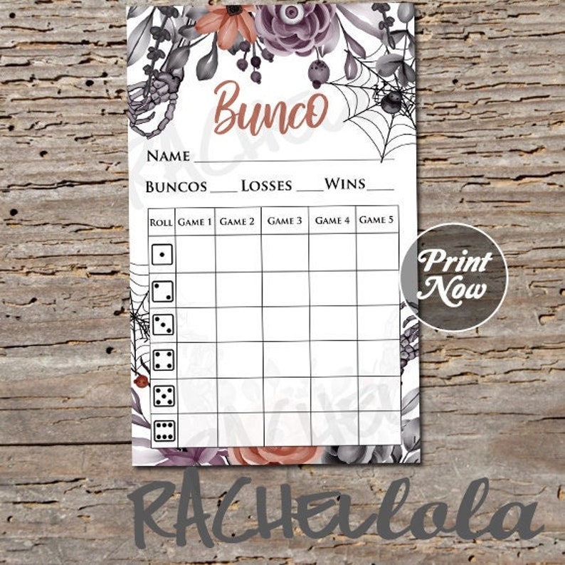 Halloween Spooky Bunco Scorecard, Score Sheet, Bunko Party, Score Card ...