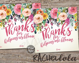 Personalized Thank You for Helping Me Bloom Tags. Teacher - Etsy