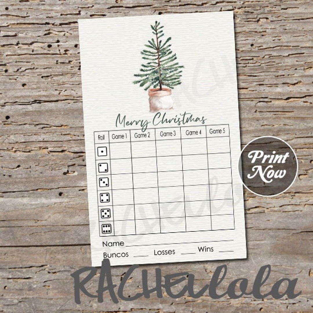 Christmas Tree Bunco Score Card, Score Sheet, Winter Bunko Party ...