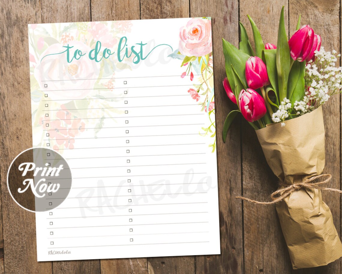 Printable to Do List Template Floral Planner Insert Flower | Etsy