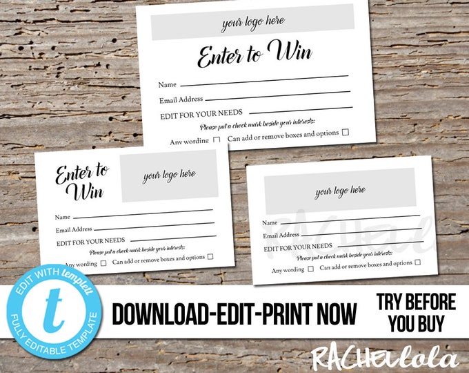 Editable Raffle Ticket Template Printable Door Prize Entry - Etsy