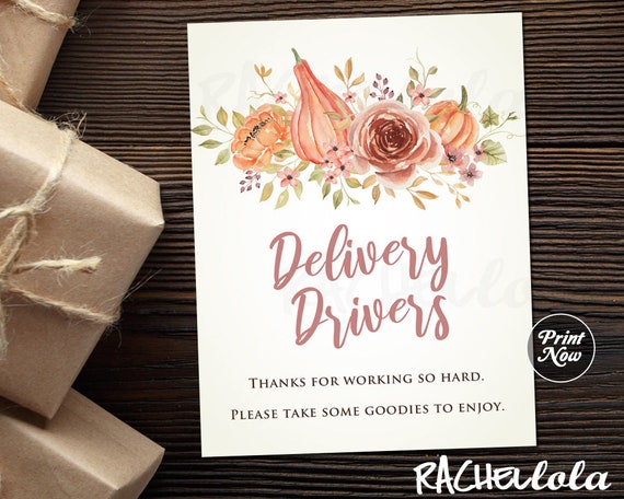 Fall Delivery Driver Thank You Printable Snack Sign - Etsy