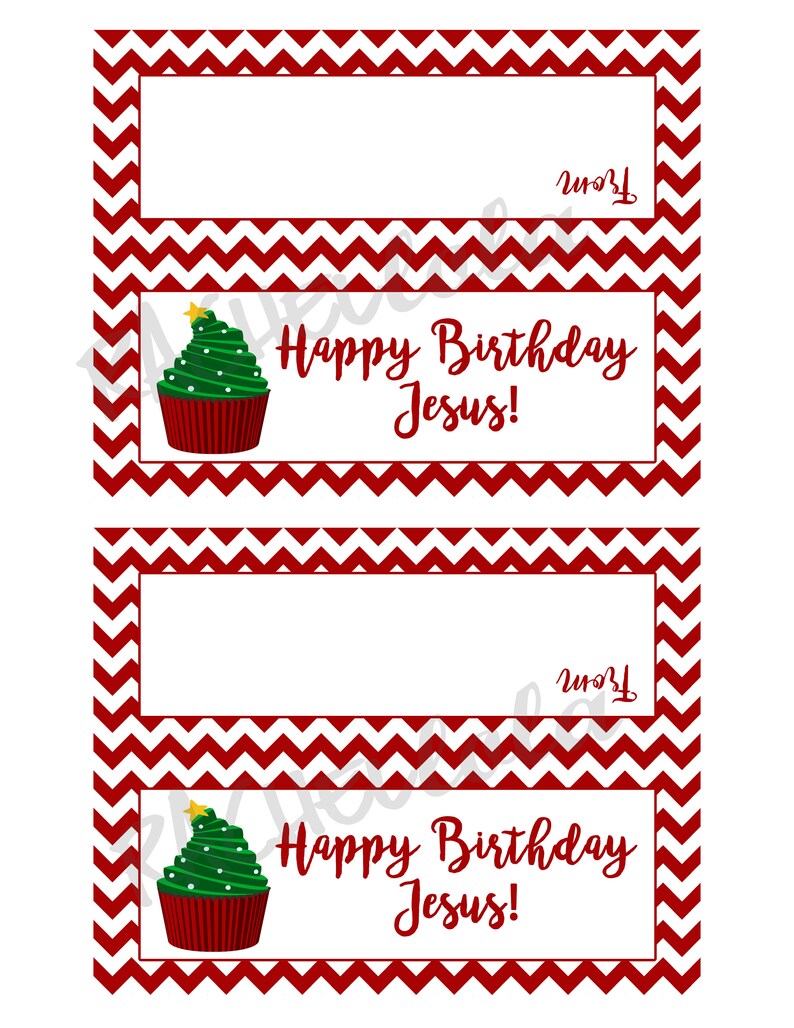 Christmas Happy Birthday Jesus Religious Printable Favor - Etsy