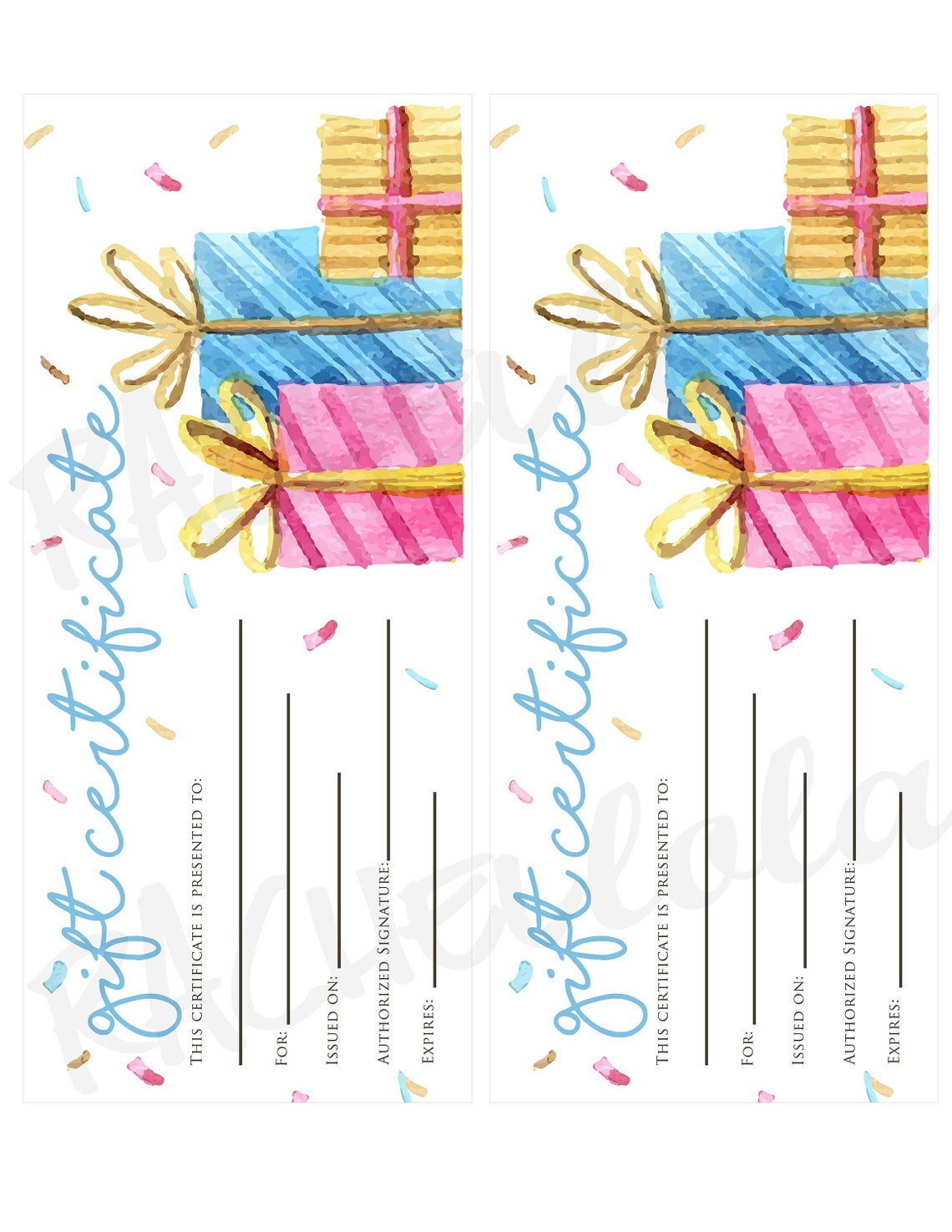 Birthday Printable Gift Certificate Template Photography | Etsy