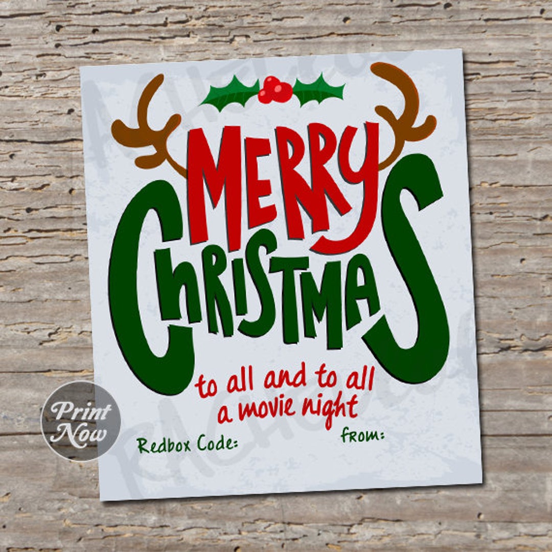 Buy Christmas Redbox Code, Holly Leaf, Teacher Movie Night Gift Tag ...