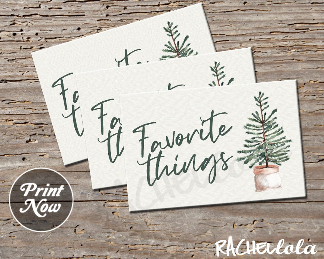 Christmas Tree Printable Favorite Things Gift Tag, Goodie Bag Label ...