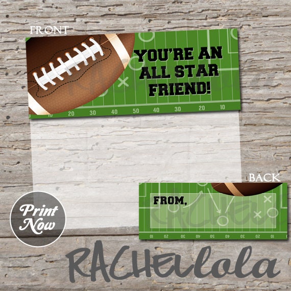 Football Valentine bag topper, Valentine's day card, Printable template ...