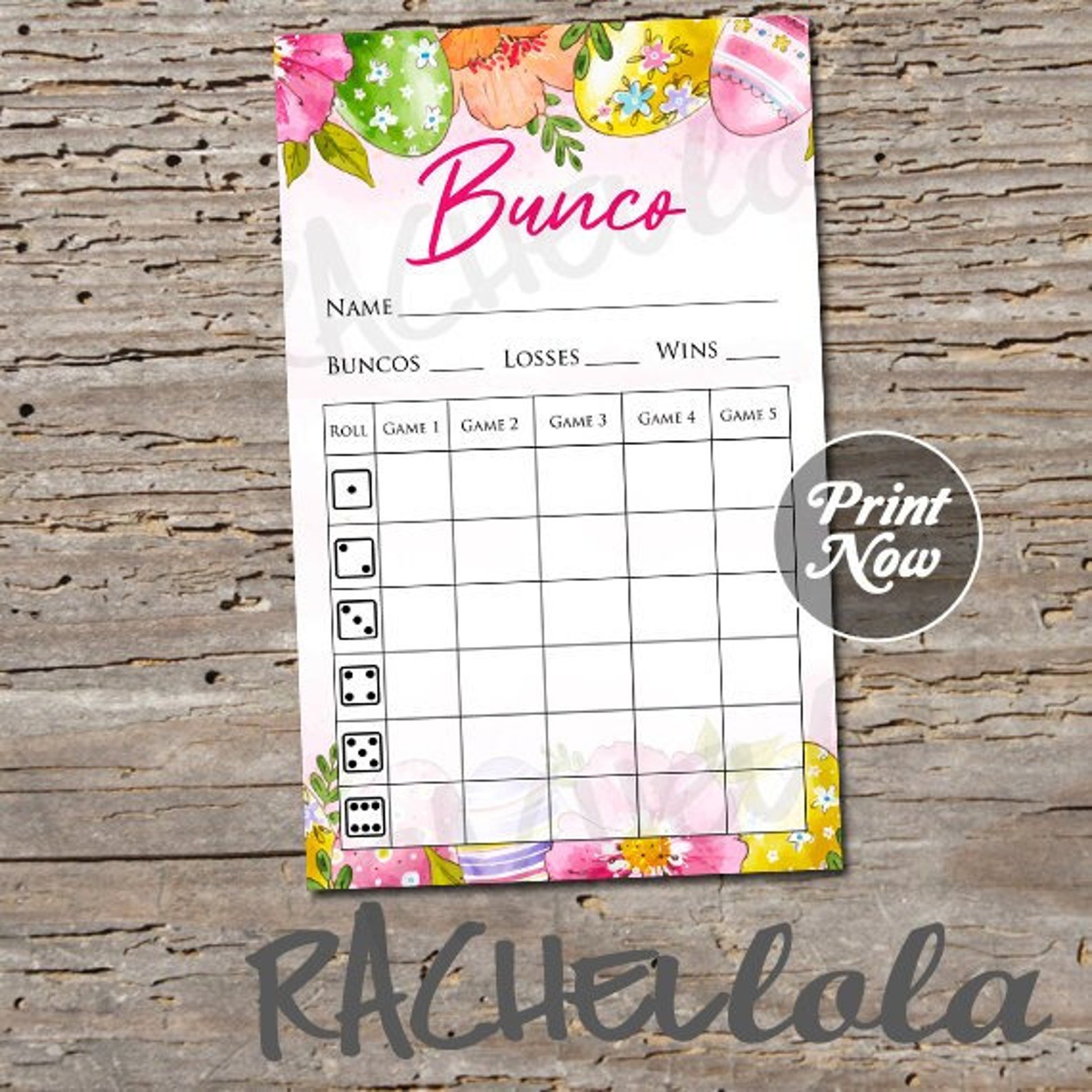 Easter Egg Bunco Score Card, Score Sheet, Bunko Party, Scorecard ...