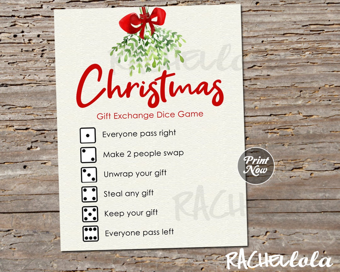 Printable Christmas Gift Exchange Dice Game, Secret Santa, Holiday ...