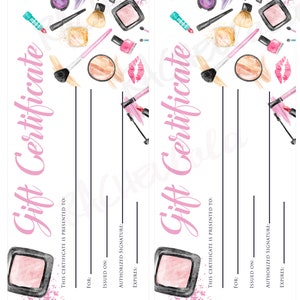 Makeup, Gift Certificate Printable, Fillable Template, Christmas ...