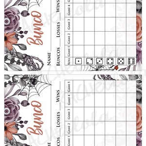 Halloween Spooky Bunco Scorecard, Score Sheet, Bunko Party, Score Card ...