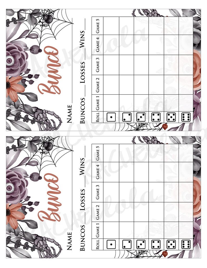 Halloween Spooky Bunco Scorecard, Score Sheet, Bunko Party, Score Card ...