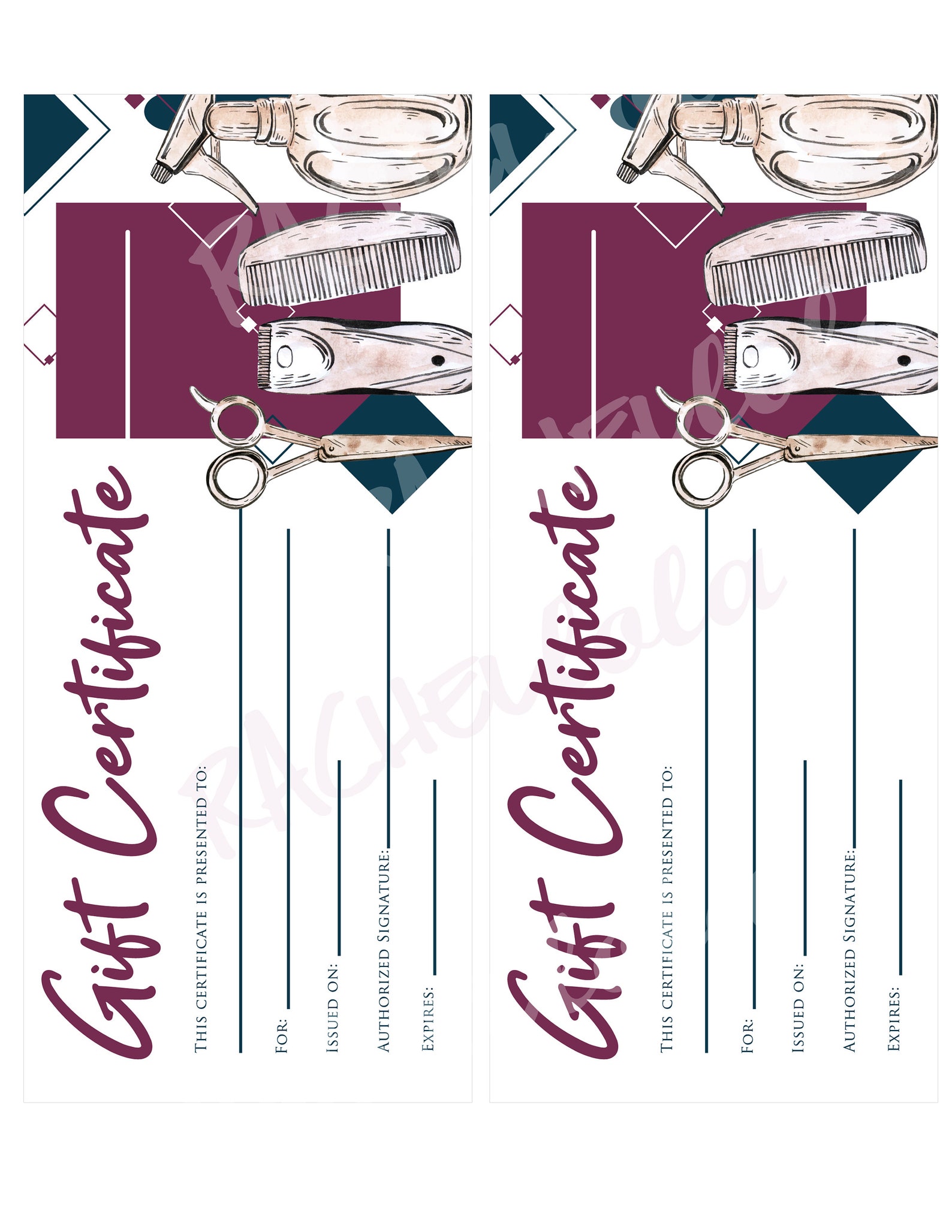 Barber Gift Certificate Printable Fillable Template Mens - Etsy