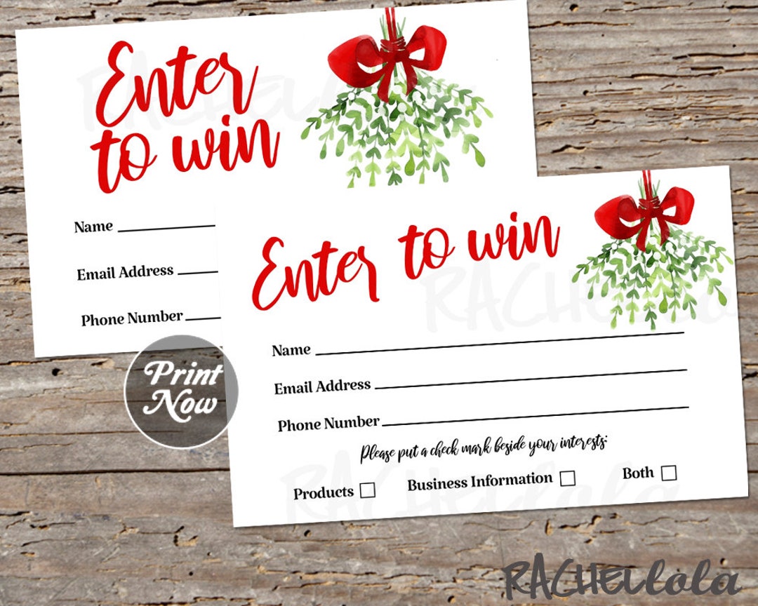 Christmas Raffle Ticket Template, Holiday Printable Enter to Win, Entry ...