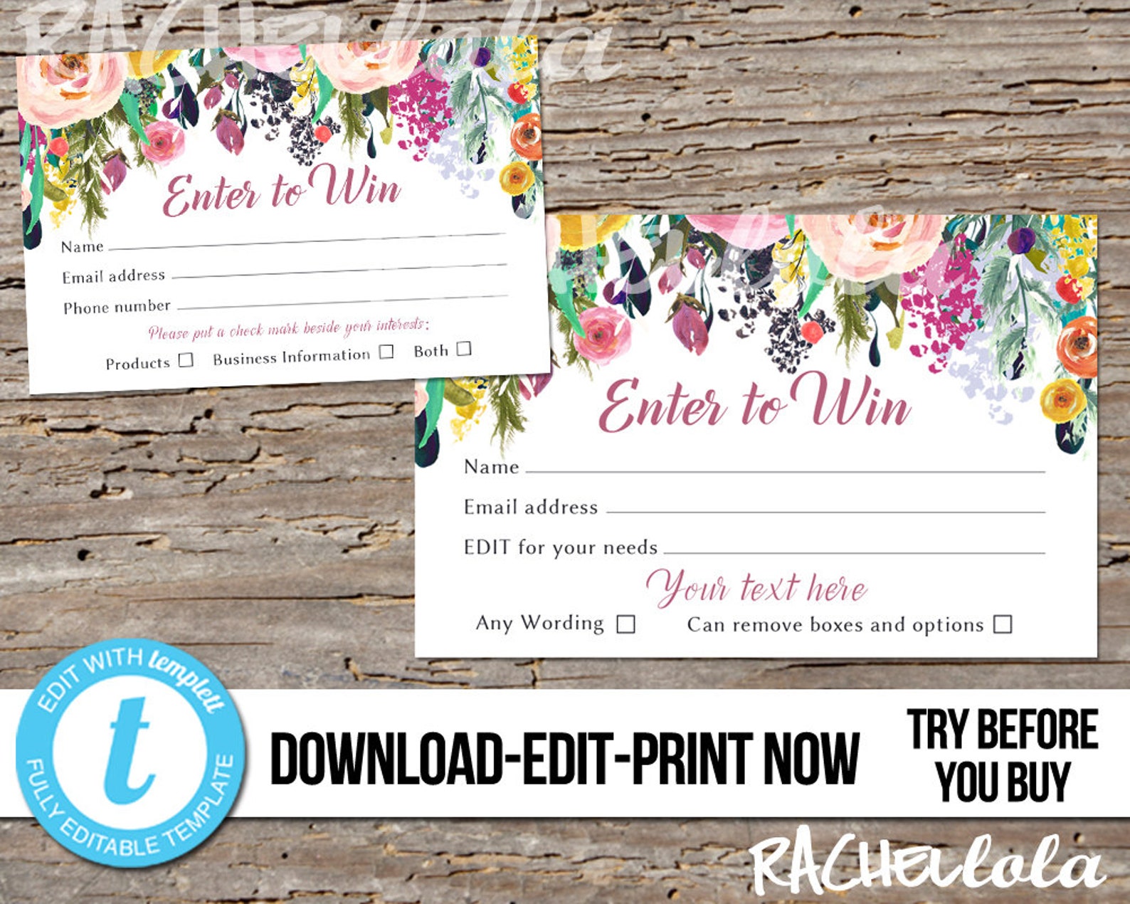 Editable Raffle Ticket Template Printable Door Prize Entry | Etsy