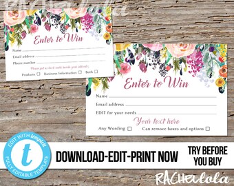 Raffle Ticket Template Printable Door Prize Entry Form Enter | Etsy Canada