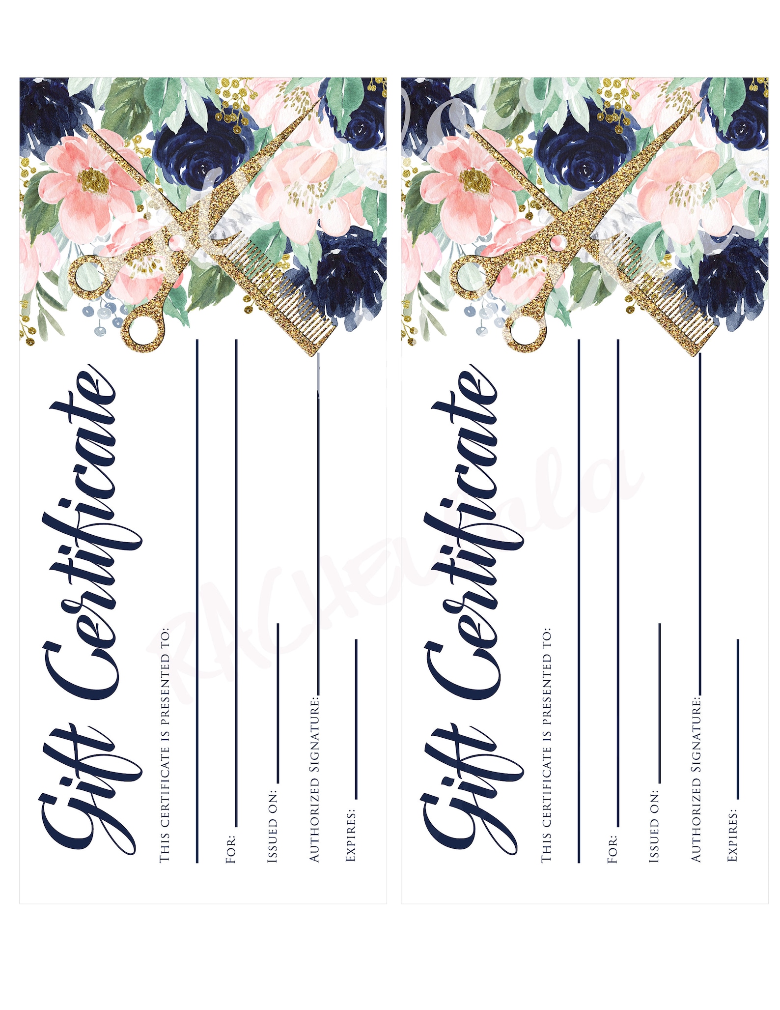 Printable Hair Salon Gift Certificate Template, Hair Stylist Coupon ...