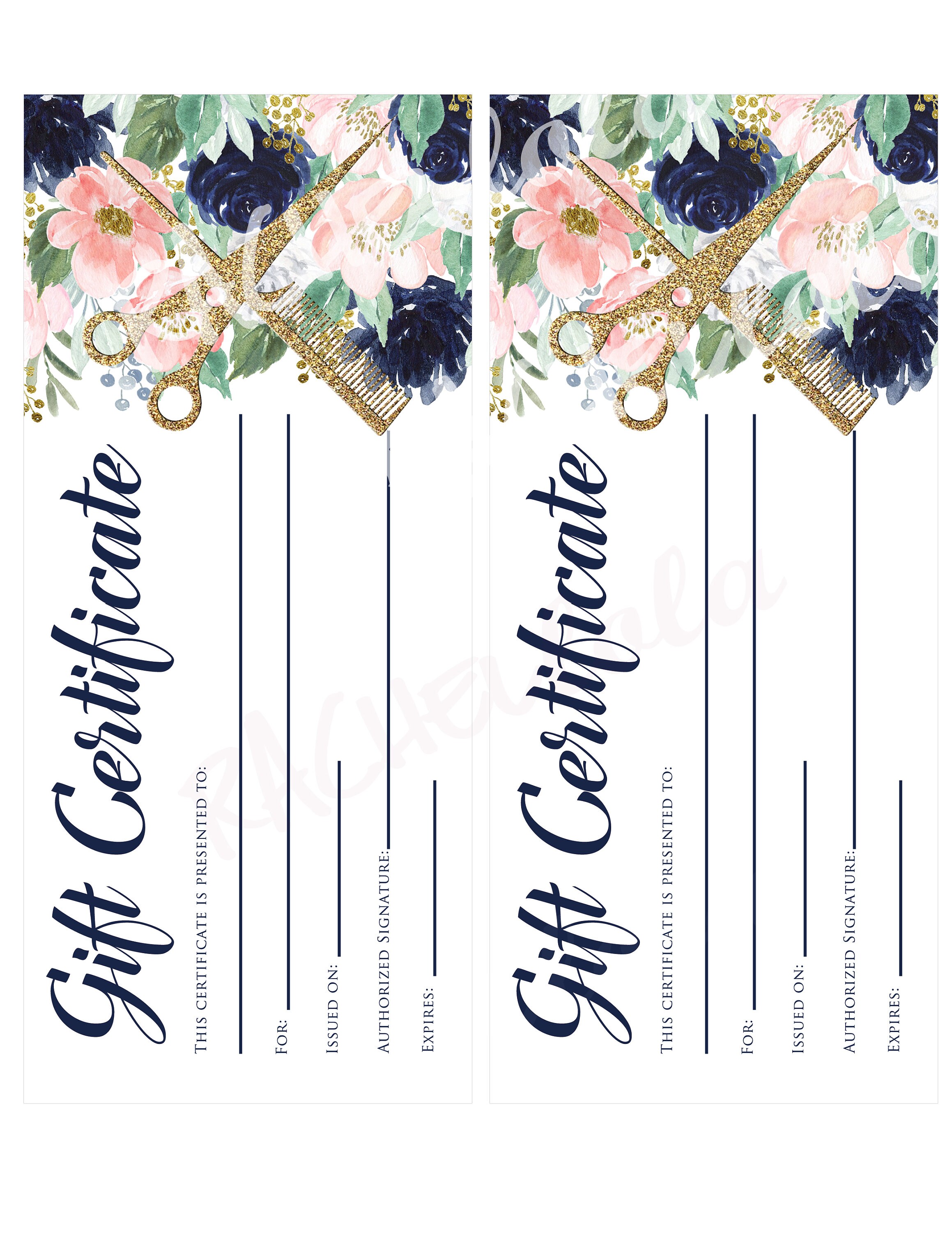 Printable Hair Salon Gift Certificate Template, Hair Stylist Coupon ...