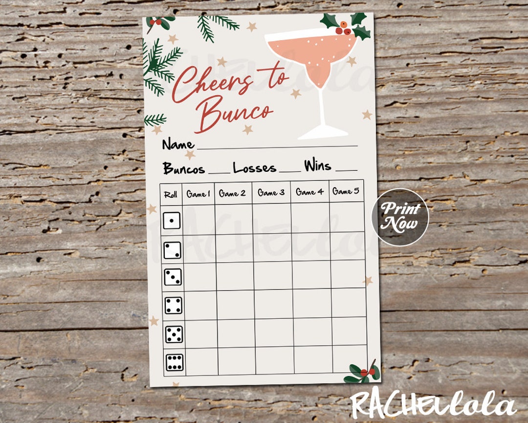 Christmas Bunco Score Card, Cocktail Score Sheet, Bunko Party Scorecard ...