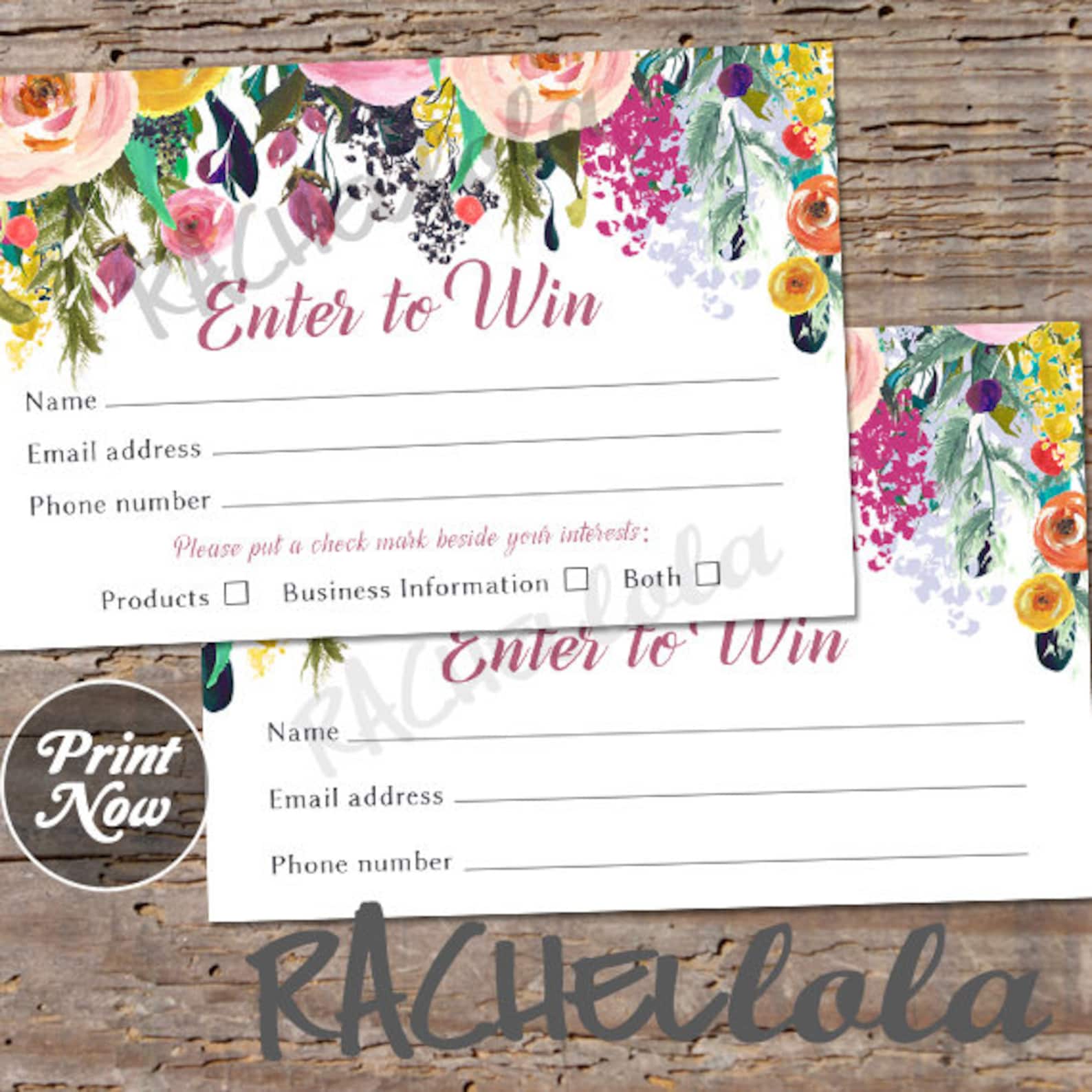 Printable Raffle Ticket Template, Door Prize Entry Form, Enter to Win ...