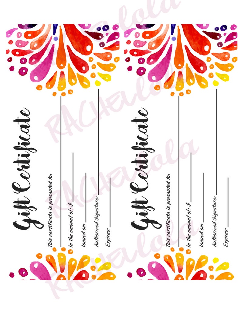 Printable Gift Certificate Template Spring Summer Fun - Etsy