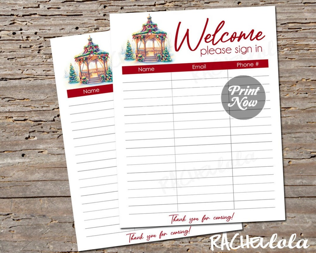 Printable Christmas Sign in Sheet, Holiday Open House, Real Estate ...