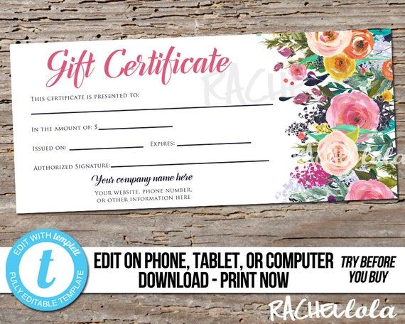 Custom Gift Certificate Template