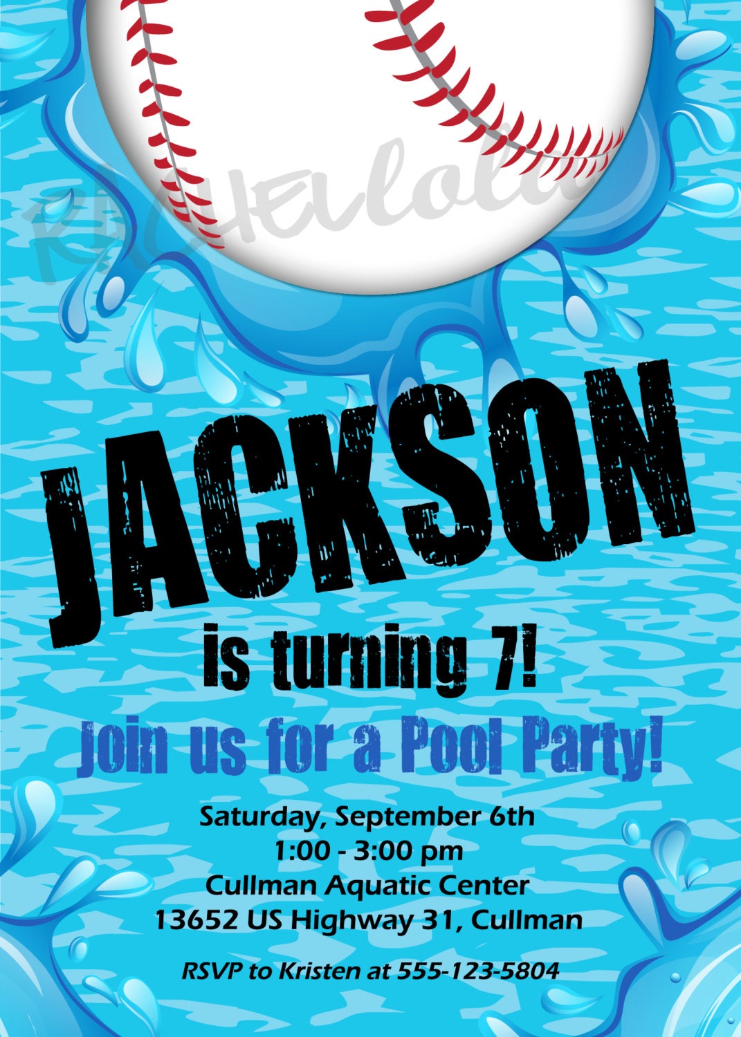 Editable Baseball Pool Party Birthday Invitation Printable | Etsy