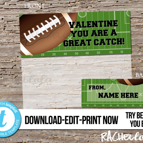 Football Printable Treat Topper Valentine's Day Boy - Etsy