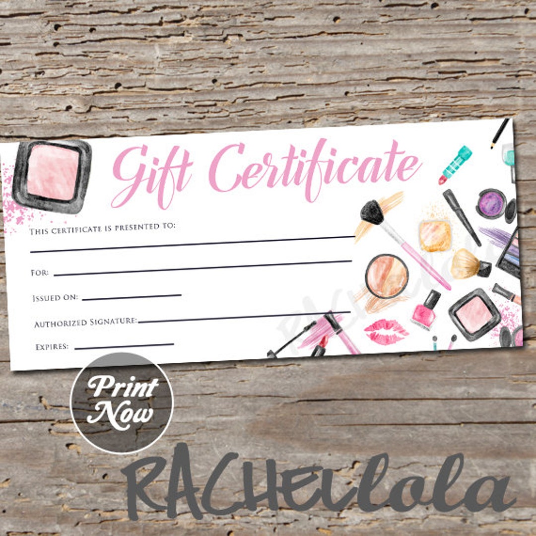 Makeup, Gift Certificate Printable, Fillable Template, Christmas ...
