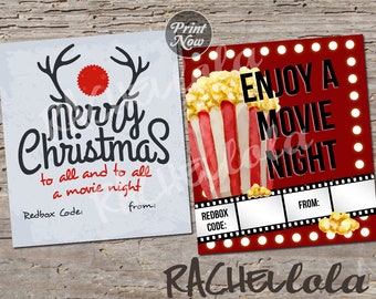 Enjoy a Movie Night Redbox® Gift Tags Printable (Instant Download) - Etsy