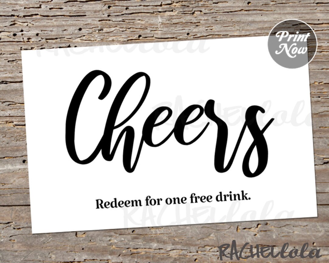 Printable Drink Ticket Template Wedding Beverage Token Event